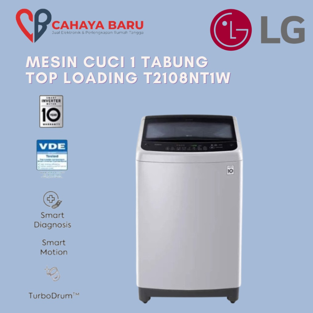 Jual LG MESIN CUCI 1 TABUNG TOP LOADING T2108NT1W | Shopee Indonesia