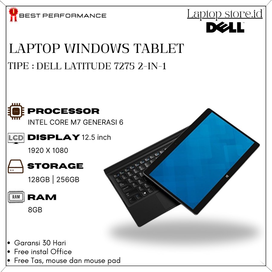 Jual DELL LATITUDE 7275 2-IN-1 INTEL CORE M5 GENERASI 6 | RAM 8/256GB ...