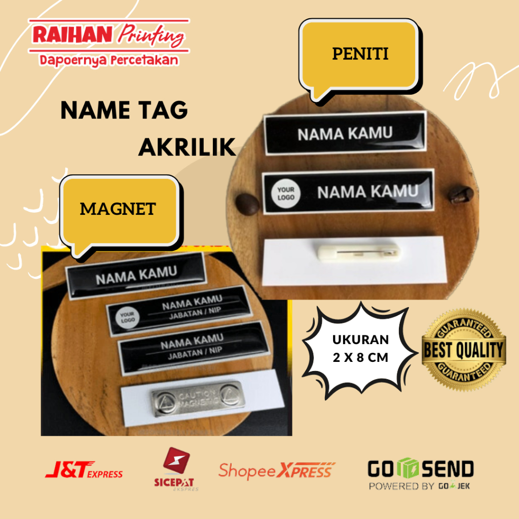 Jual Nama dada/ Name Tag Bahan Akrilik dan Kuningan Untuk siswa sekolah ...
