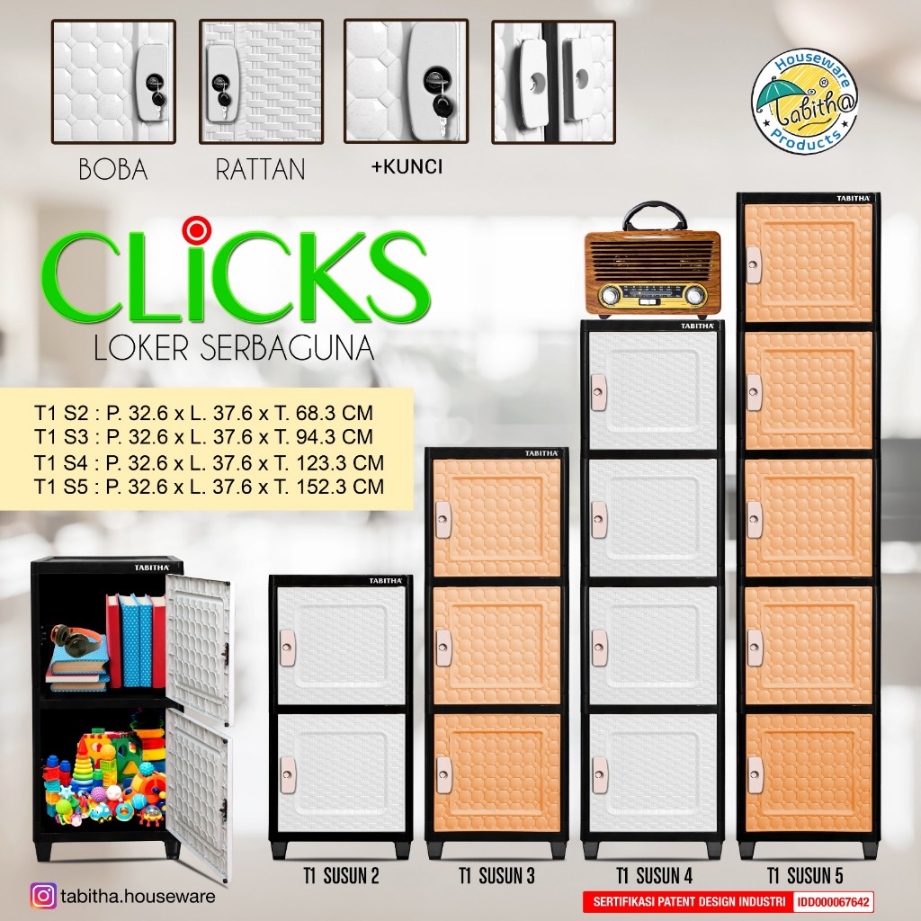 Jual Lemari Plastik SERBAGUNA MULTI FUNGSI TOWER CLICK TABITHA SINGLE ...