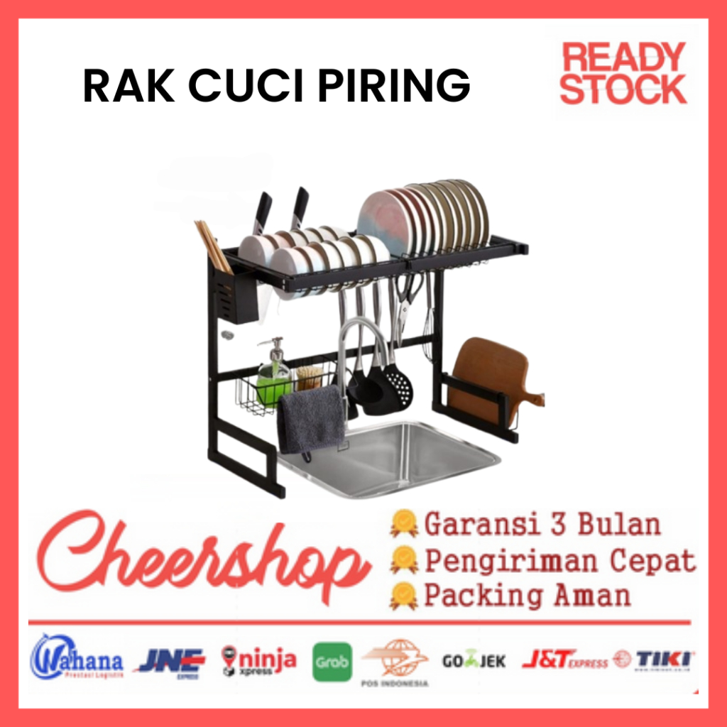 Jual Rak Dapur Cuci Piring Stainless Hitam Rak Piring Atas Wastafel Rak ...