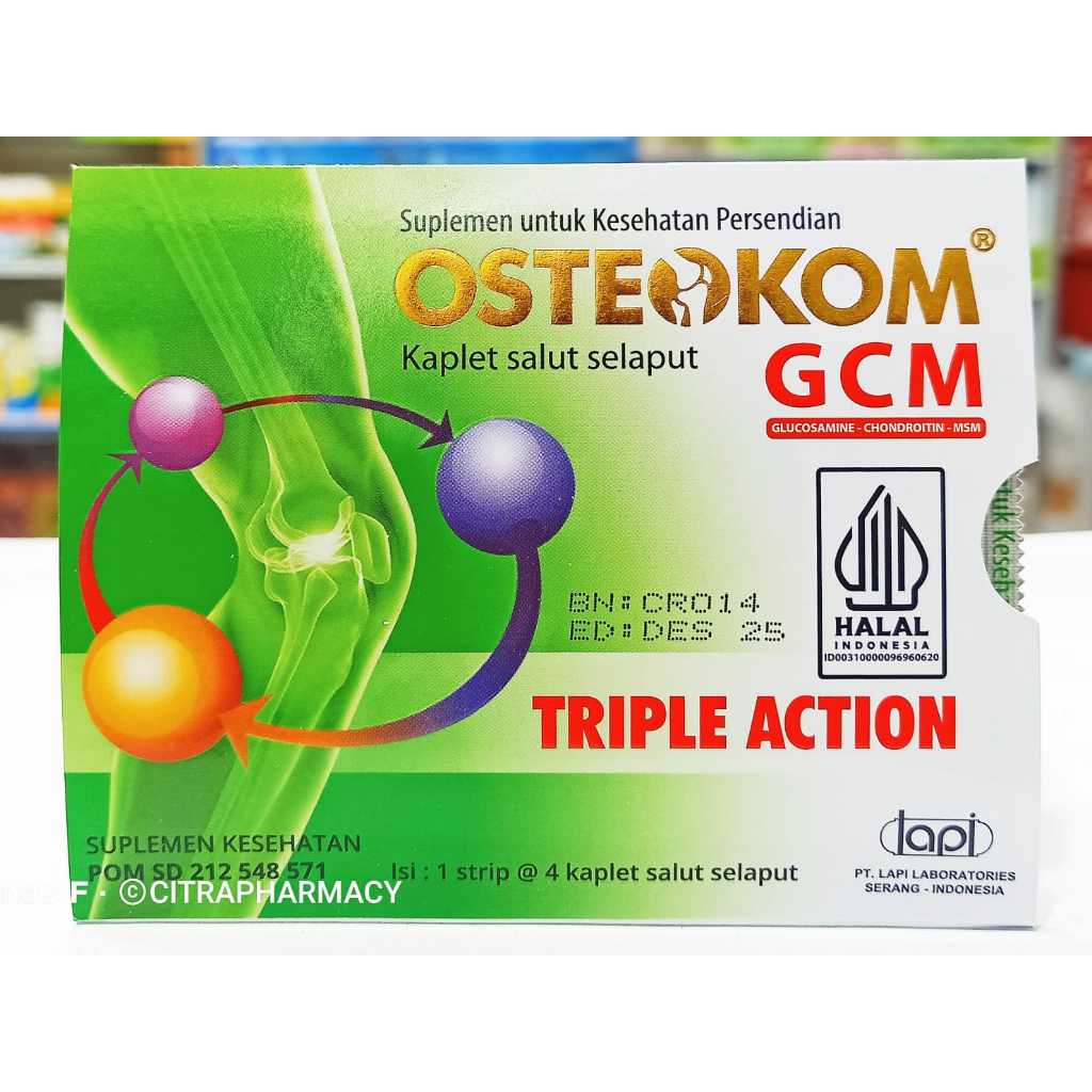 Jual Osteokom GCM 𝟏 𝐒𝐓𝐑𝐈𝐏 𝐈𝐒𝐈 𝟒 𝐊𝐀𝐏𝐋𝐄𝐓 - Meredakan Nyeri Sendi dan ...