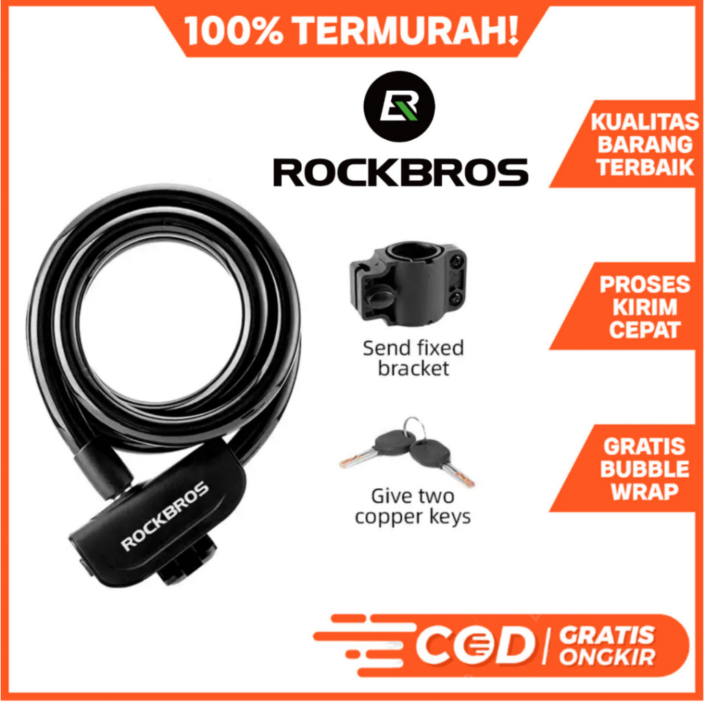 Jual Gembok Sepeda Motor Skuter Helm Bicycle Lock Ring 110CM Portable ...