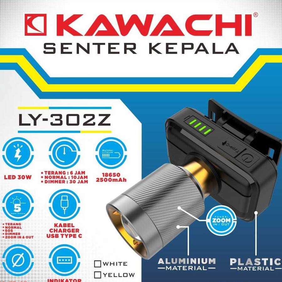 Jual SENTER KEPALA ZOOM LED 30W KAWACHI LY-302Z - ZOOM LASER - CAHAYA ...