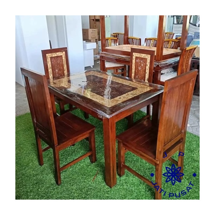 Jual Meja makan 4 kursi kayu jati minimalis modern | Shopee Indonesia