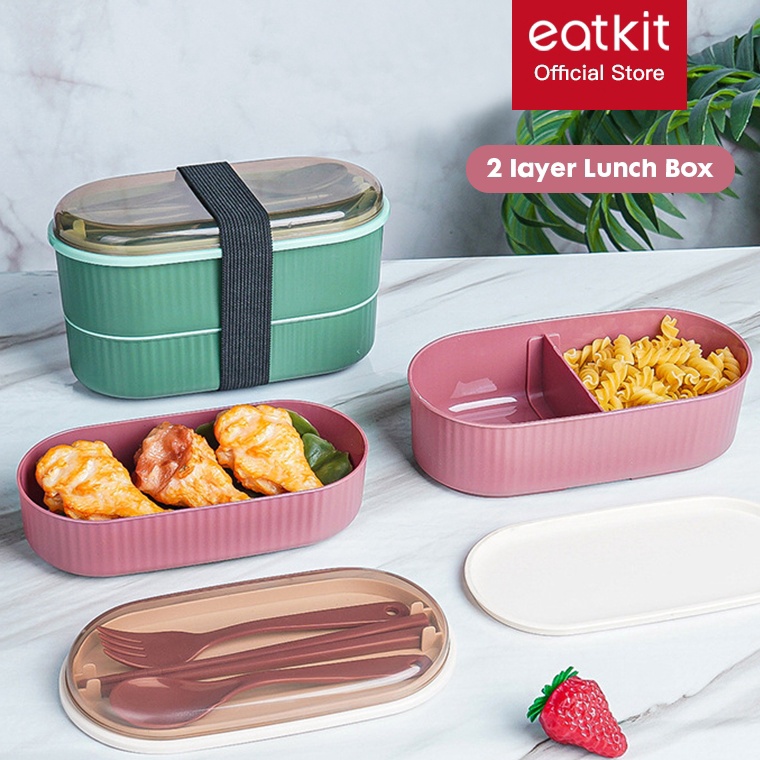 Jual Eatkit Kotak Makan Siang Transparan 125ml Desain Dua Lapis Lunch ...