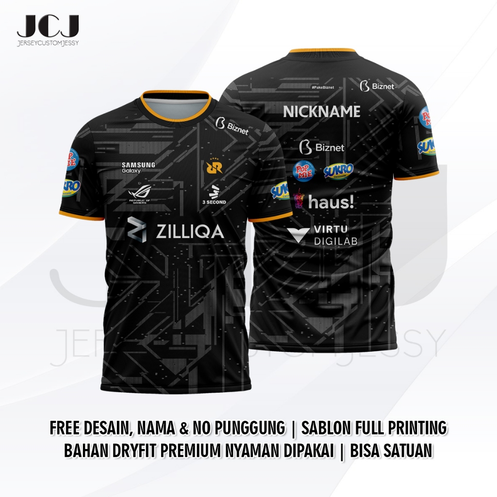 Jual Jersey Desain Terbaru GAMING RRQ- Jersey Custom Free Nama dan ...