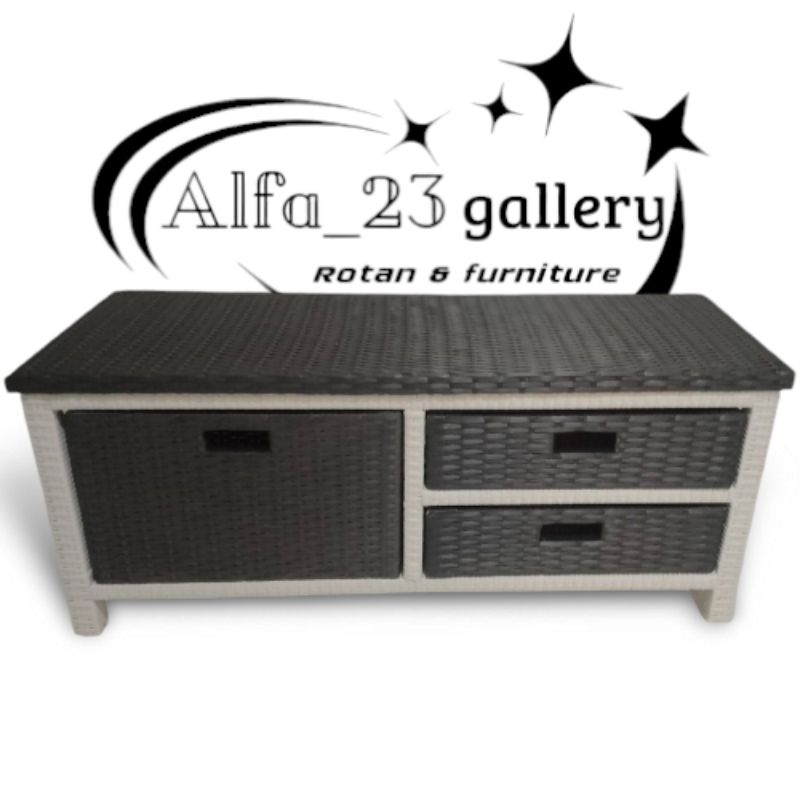 Jual (Ready Stok)MEJA TV ROTAN LEMARI LACI ROTAN SINTETIS LACI 3 MINI ...