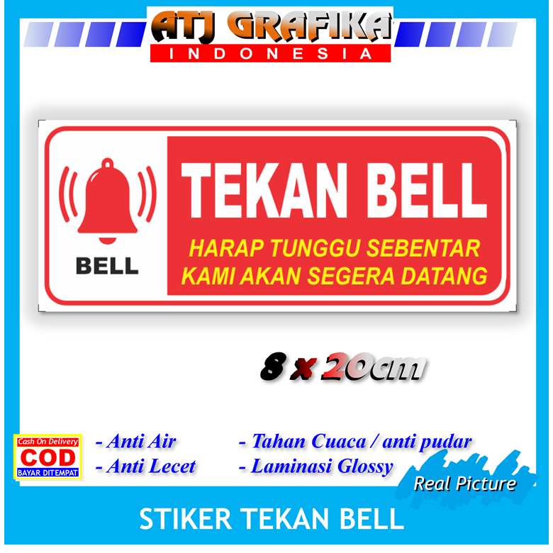 Jual Stiker besar tekan bell dering tamu sticker petunjuk pintu pagar ...