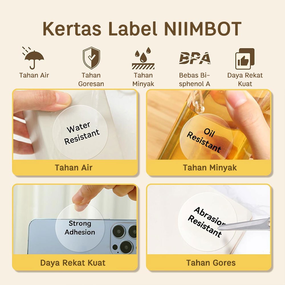 Jual NIIMBOT B21/B1/B3s Kertas Pencetakan Label Transparan Stiker Nama ...
