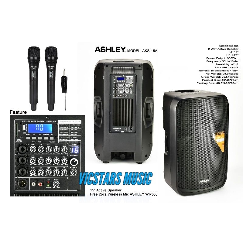 Jual SPEAKER AKTIF ASHLEY AKS 15A / AKS15A 15 INCH 1 BUAH (FREE MIC ...