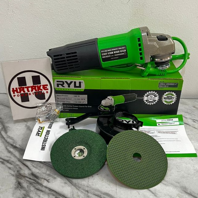 Jual RYU RSG 100-3 Mesin gerinda tangan 4" RSG100-3 angle grinder + Mata potong dan Batu Poles ...