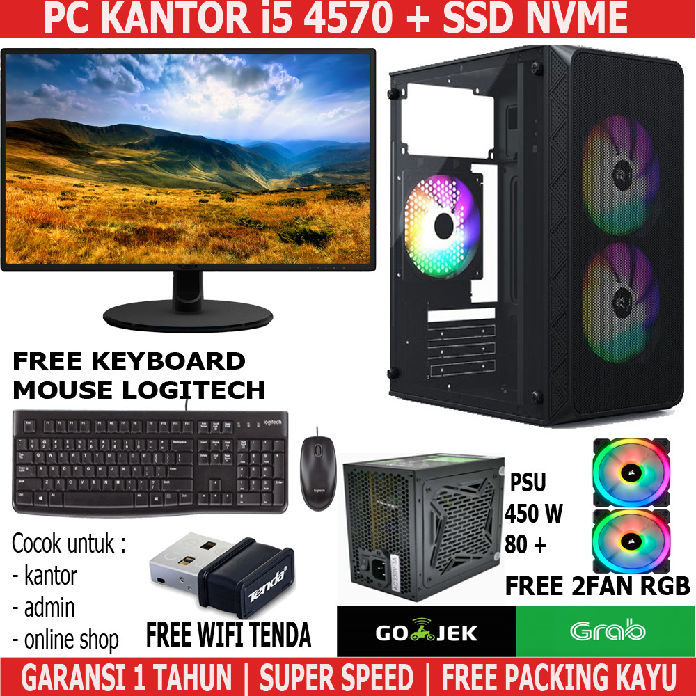 Jual KOMPUTER/PC RAKITAN KANTOR/SEKOLAH/ADMIN i5 4570 NVME RGB CASING ...