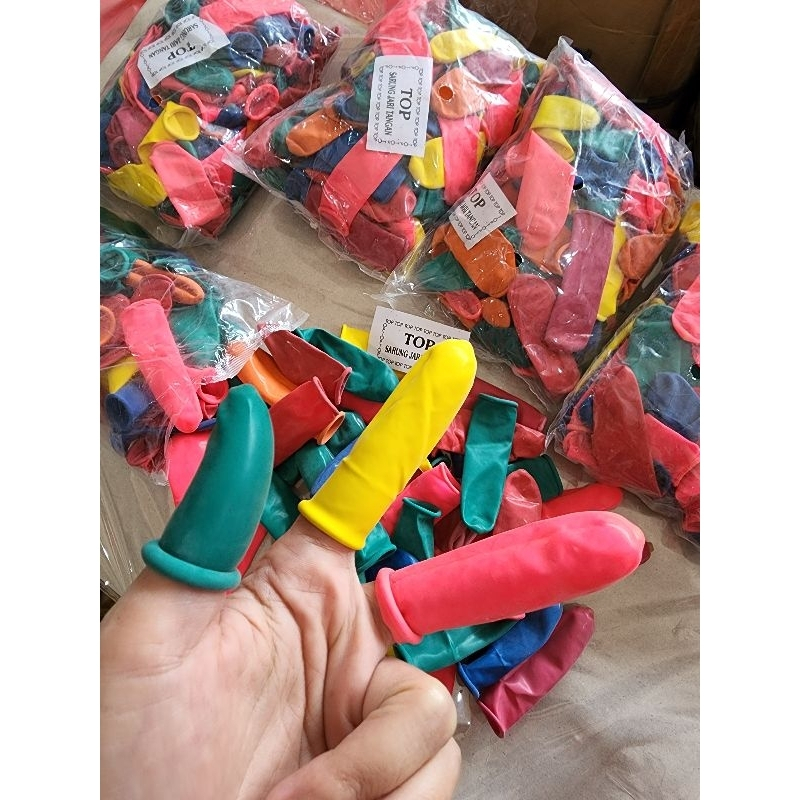 Jual Balon jari TOP isi 100pcs warna campur (sarung jari tangan ...