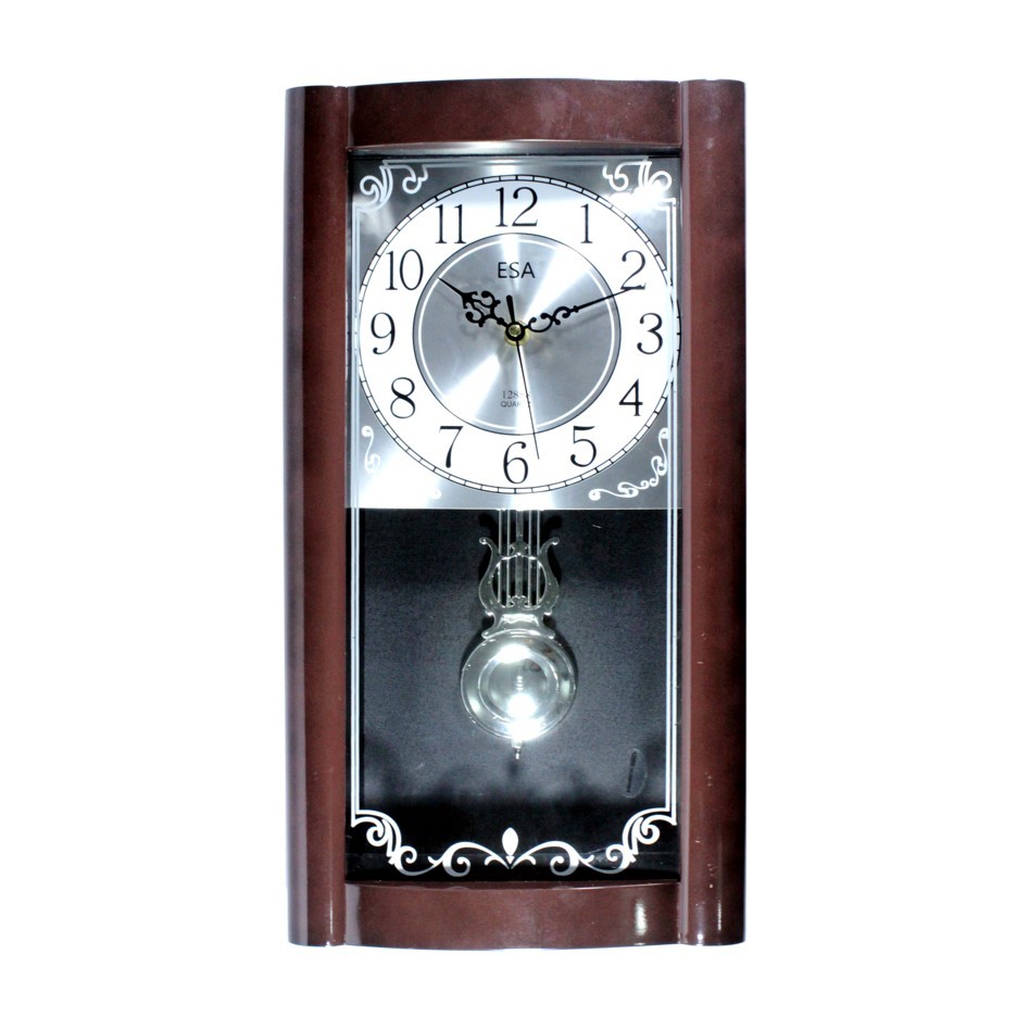 Jual ESA Jam Dinding Bandul Bunyi Lonceng Tiap Jam Motif Kayu 1111 ...