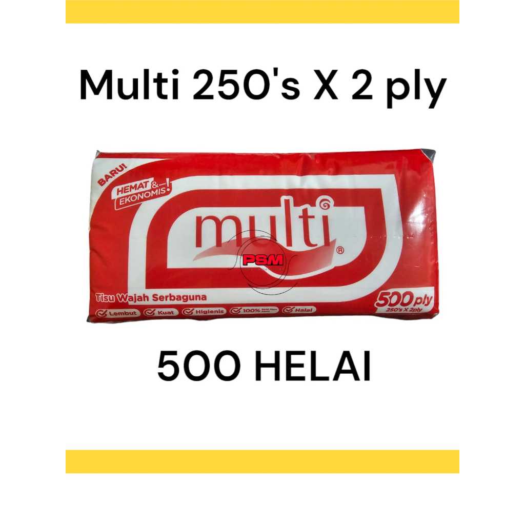 Jual PSM ~ Tisu Tissue MULTI 500 helai 250 sheet facial tissue 2ply ...