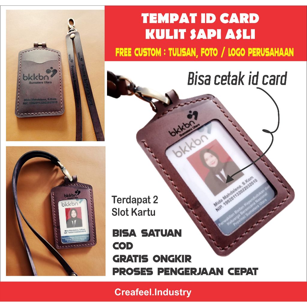 Jual id card holder kulit asli FREE CUSTOM TULISAN dan LOGO INSTANSI ...