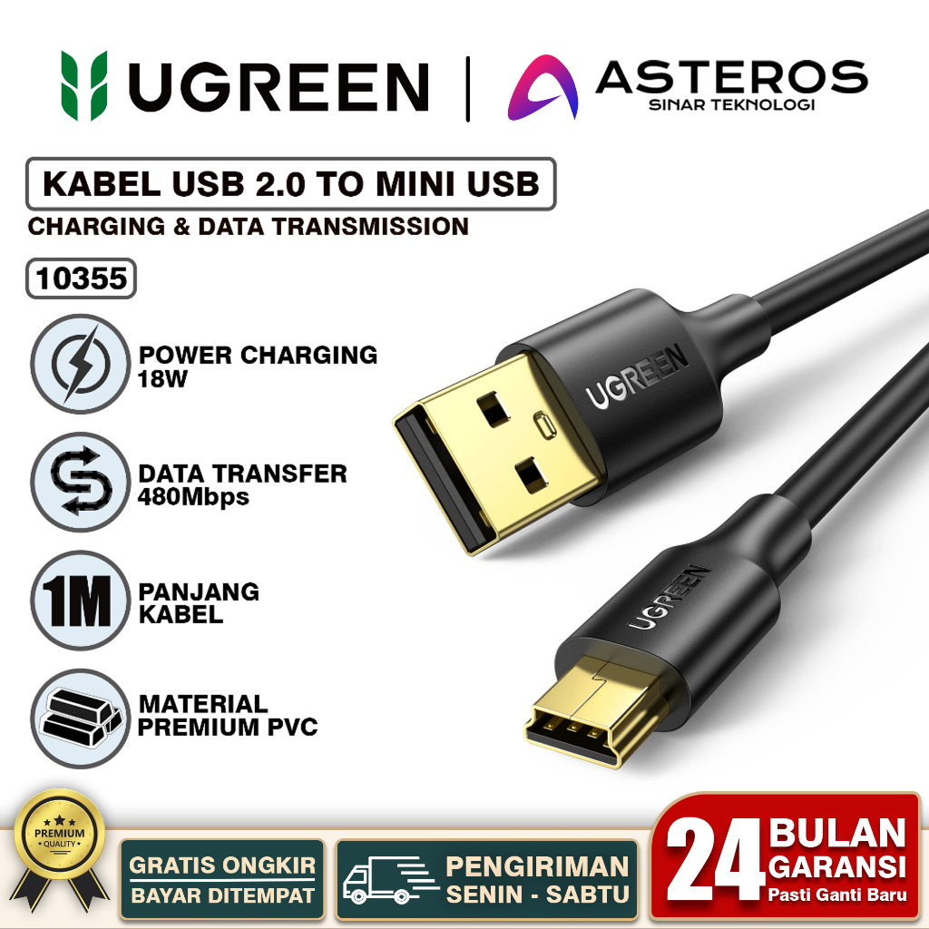Jual UGREEN Kabel Data Sync USB A 2.0 To Mini USB Male To Male For ...