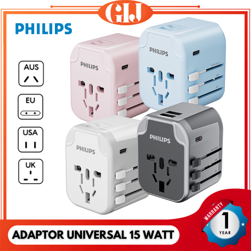 Jual Philips SPS1001A Universal Travel Adapter Steker 15Watt All In One ...