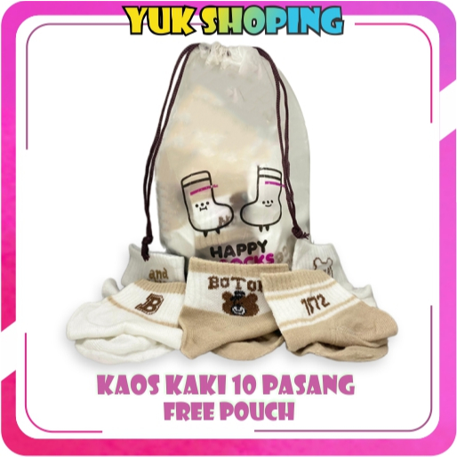 Jual YUKSHOPING 10 Pasang Kaos Kaki Bear Free Pouch/Kaos Kaki Beruang ...