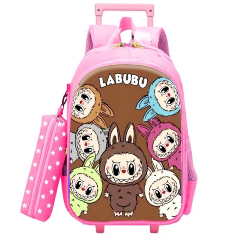 Jual Tas Troli Anak Perempuan Karakter tas troli labubu- Tas Dorong Boneka labubu Anak TK - Tas ...