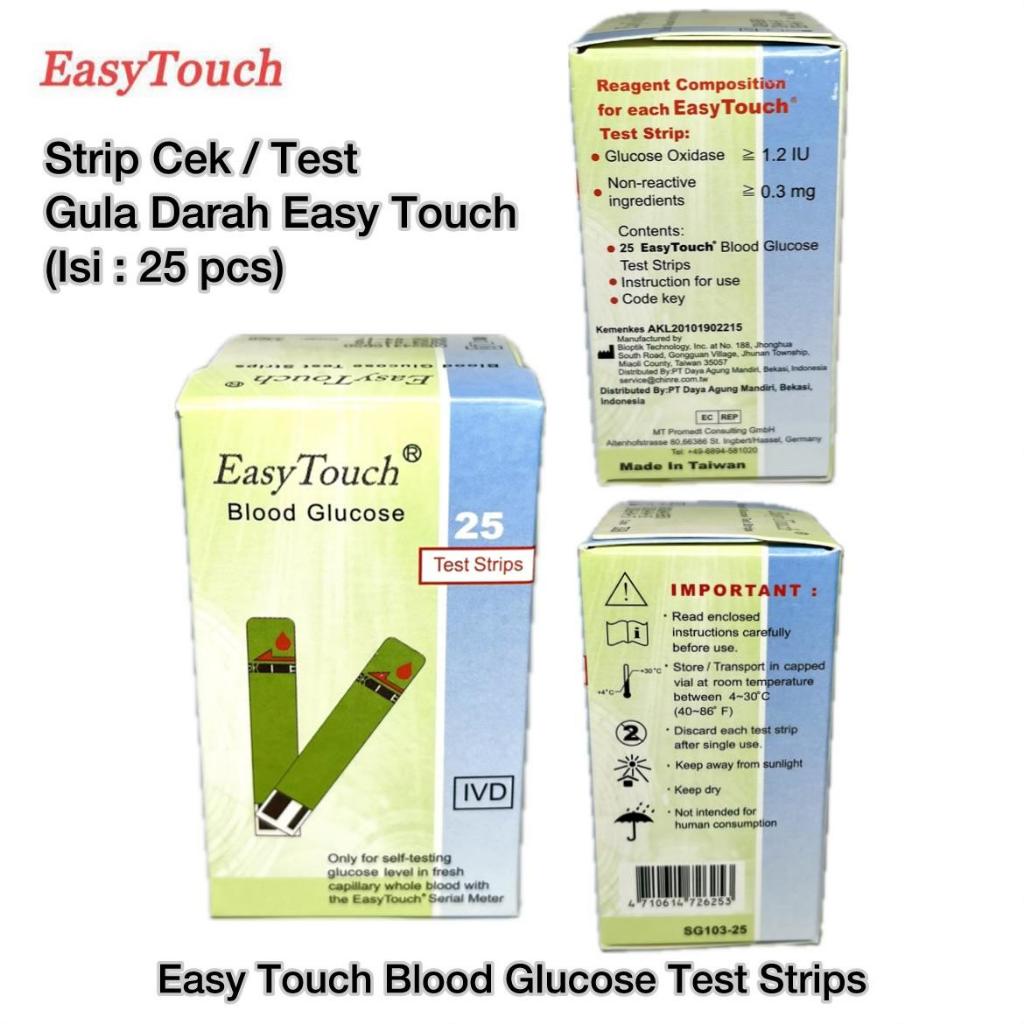 Jual STRIP GULA DARAH EASY TOUCH / EASY TOUCH BLOOD GLUCOSE TEST STRIPS ...
