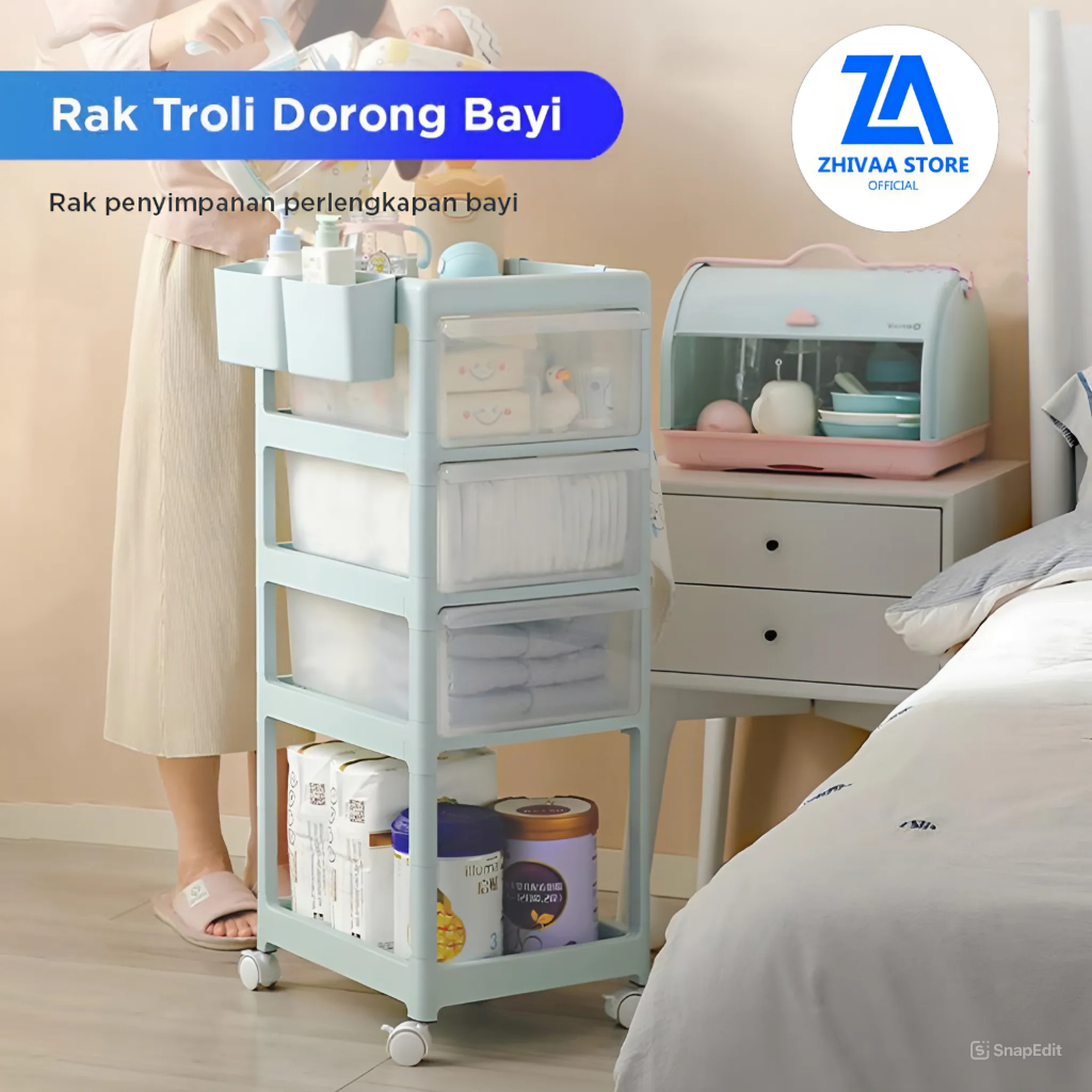 Jual Rak Troli Dorong Bayi Lemari Roda 4 & 5 Susun | Rak Penyimpanan ...