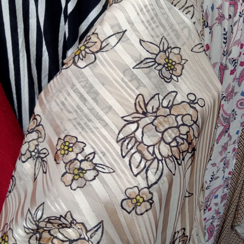 Jual Kain Satin Tulang Motif Bunga - Kain Satin Silk - Kain Meteran Ind ...