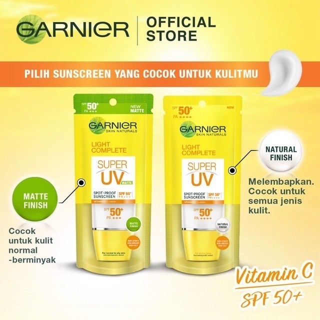 Jual Garnier Sunscreen SPF50 matte Finish/ Natural Finish 30ml | Shopee ...