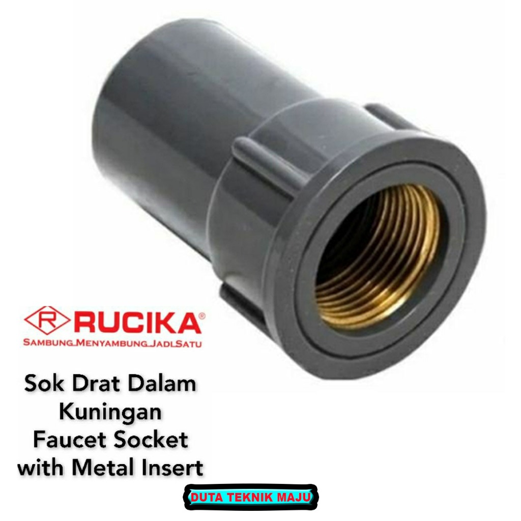 Jual Rucika Sok Drat Dalam SDD Kuningan 1/2" inch PVC / Sok Sambungan ...