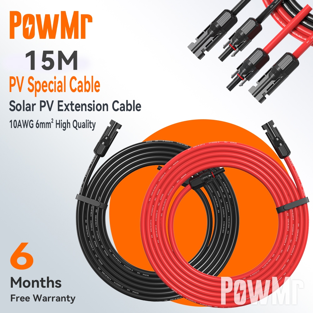 Jual POWMR 15M 6mm² 10AWG Kabel Ekstensi Fotovoltaik Surya Kawat PV ...