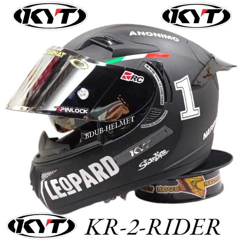 Jual Helm KYT K2 rider black dof leopard (1) paket ganteng original KYT ...