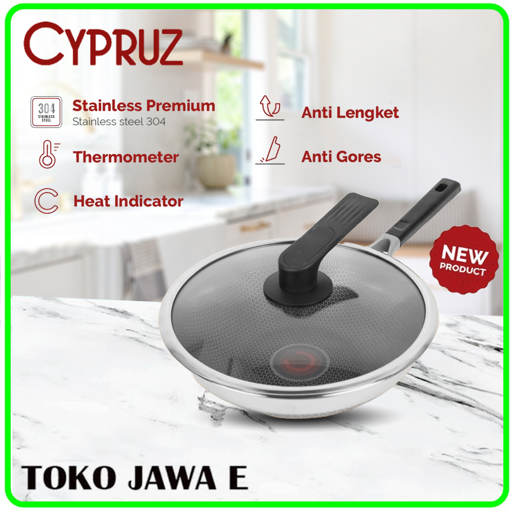 Jual WOK CYPRUZ Unscratchable Fry Wok Stainless SUS 304 Wajan Kuali ...