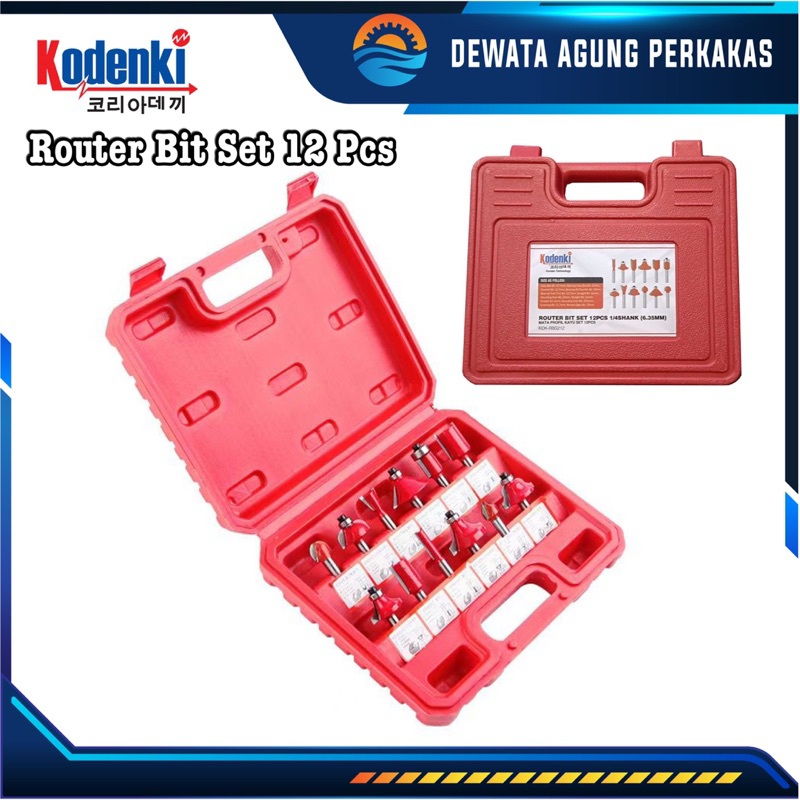 Jual Mata Profil Kayu Kodenki Set 12 Pcs Router Drill Bit Set Mata ...