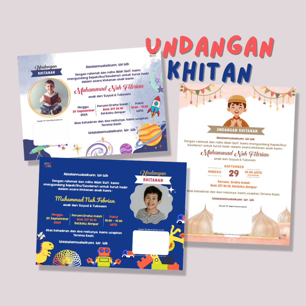 Jual UNDANGAN KHITAN SUNATAN KHITANAN ANAK CUSTOM MURAH | Shopee Indonesia