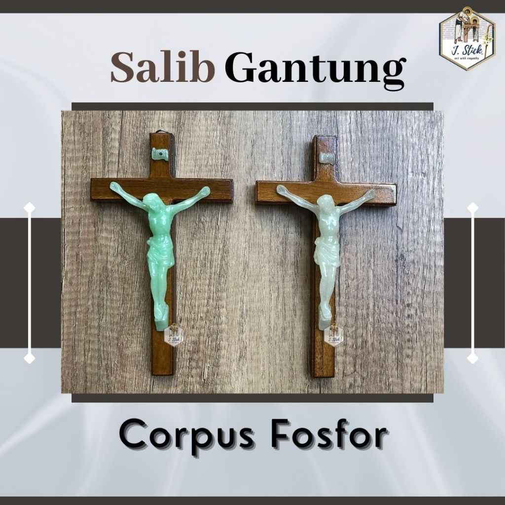 Jual SALIB GANTUNG / DINDING, KAYU JATI dgn CORPUS FOSFOR, 20 cm ...