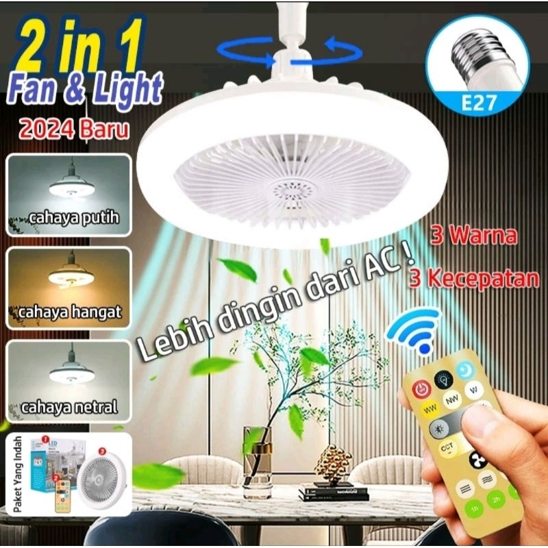 Jual Lampu Kipas Angin Remote 2in1 30W Kipas Angin Plafon Fan & Light ...