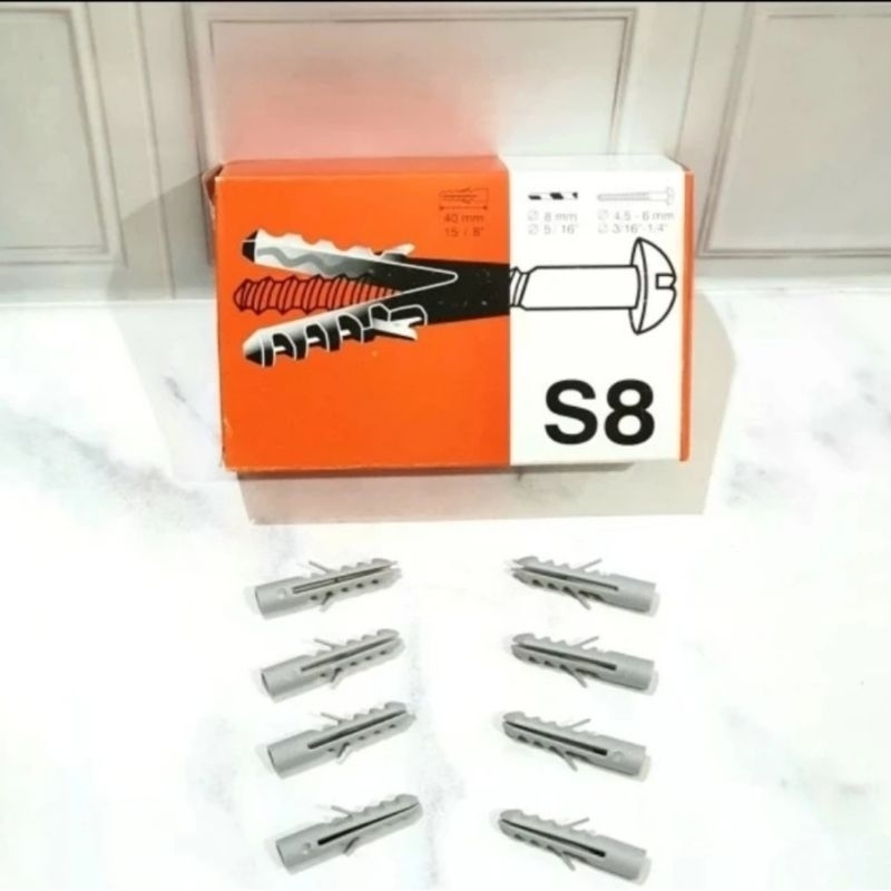Jual Fiser Viser Penahan Sekrup S8 Pengunci Skrup Tembok S 8 Dus Isi 100pcs | Shopee Indonesia