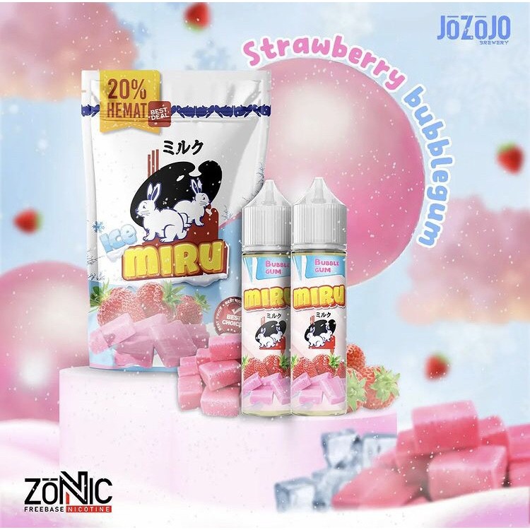 Jual Liquid Miru Strawberry Bubblegum Ice 3MG 60ML [ PG/VG 40/60 ...