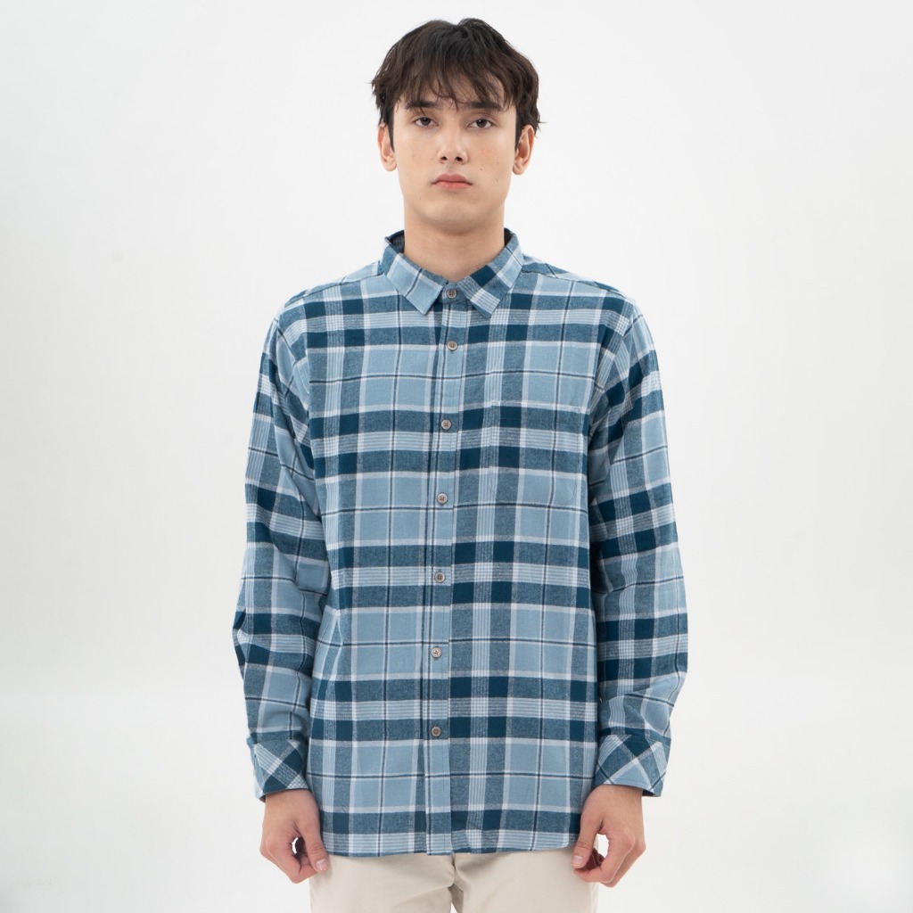 Jual M231 Kemeja Pria Flannel Panjang Biru 0296 | Shopee Indonesia