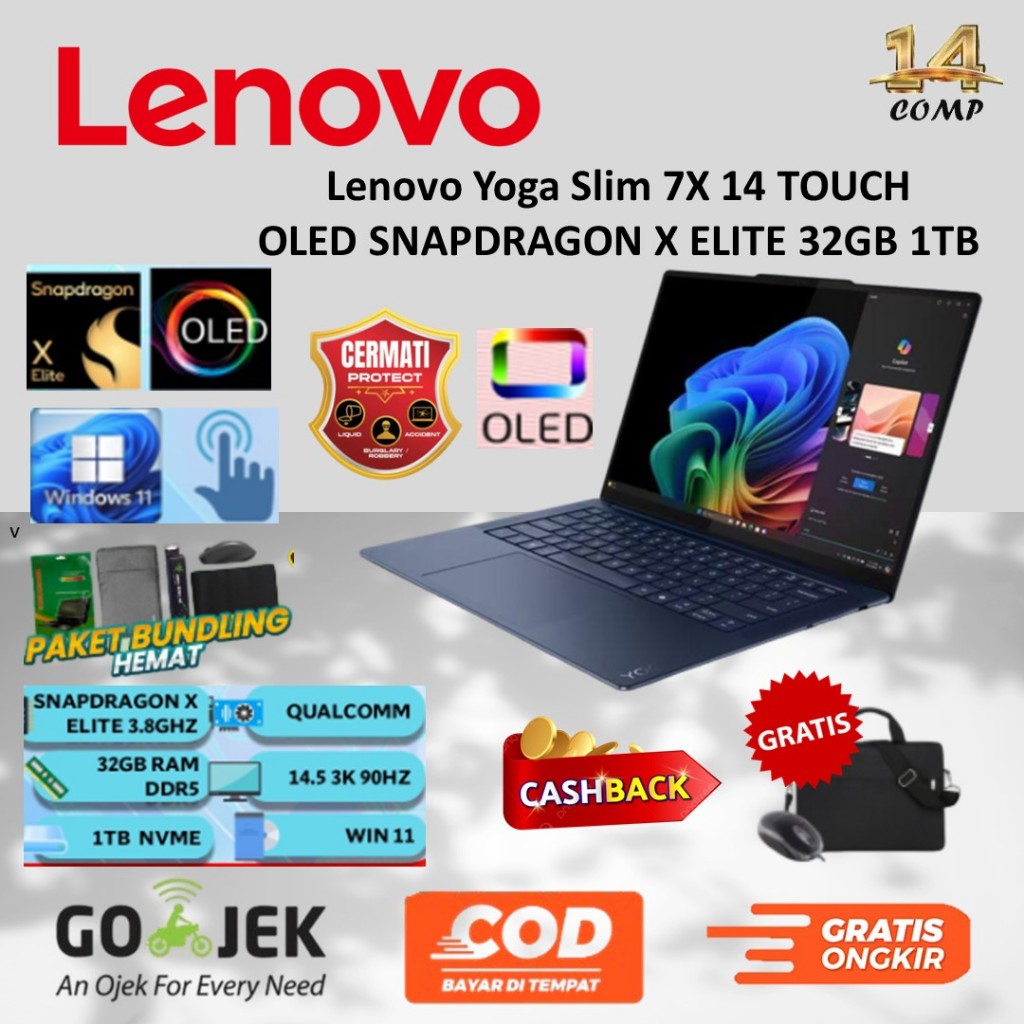 Jual Lenovo Yoga Slim 7X 14 TOUCH OLED SNAPDRAGON X ELITE 32GB 1TB W11 ...