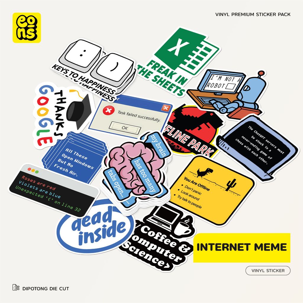 Jual Sticker Laptop INTERNET MEME bahan Vinyl Anti Air Laminasi Matte ...