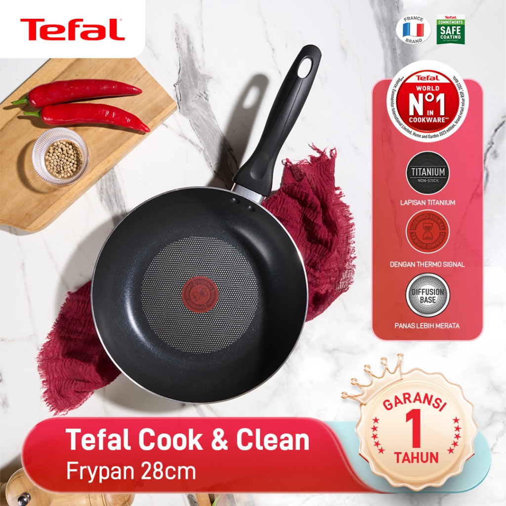 Jual Tefal Wajan Anti Lengket / Penggorengan / Pan - Series Cook & Clean Frypan 28cm - Garansi 1 ...