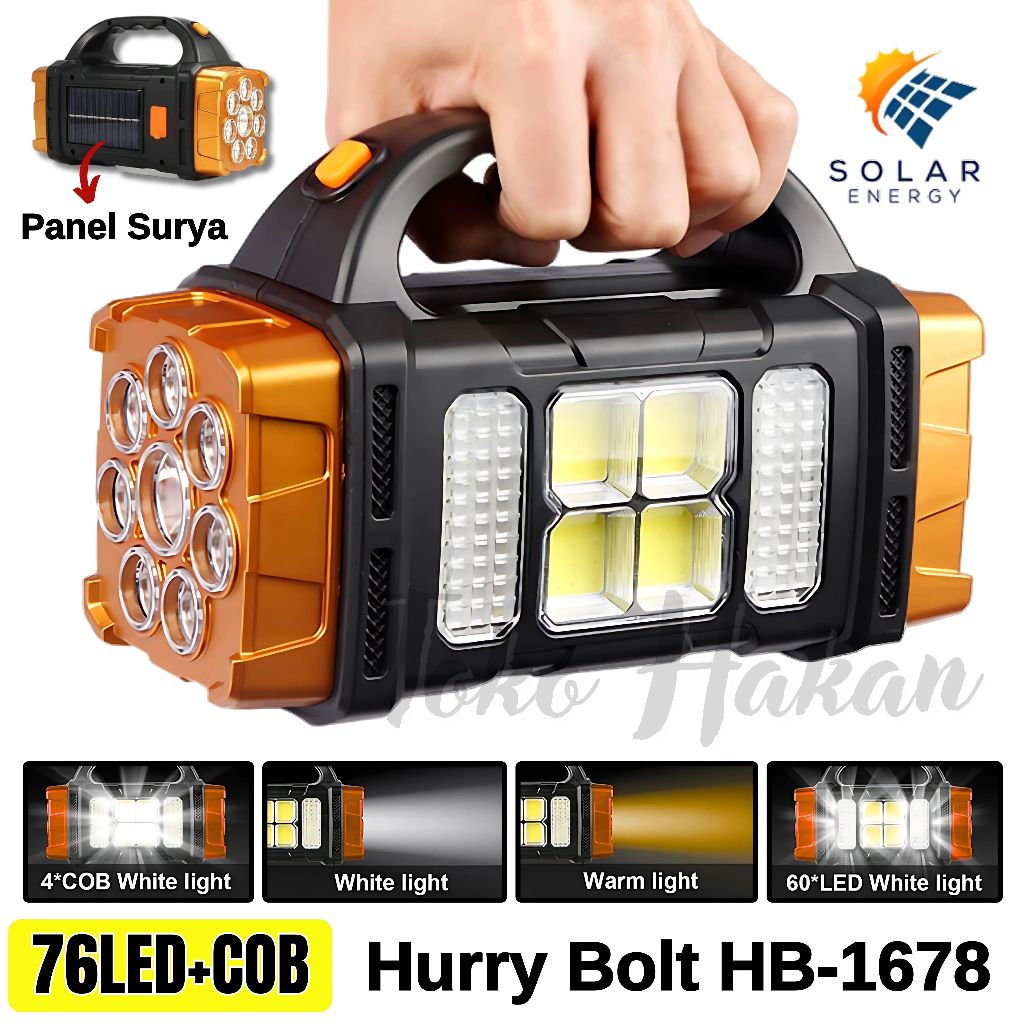 Jual Solar Light Lampu Panel Surya Hurry Bolt HB-1678 - Lampu Emergency ...