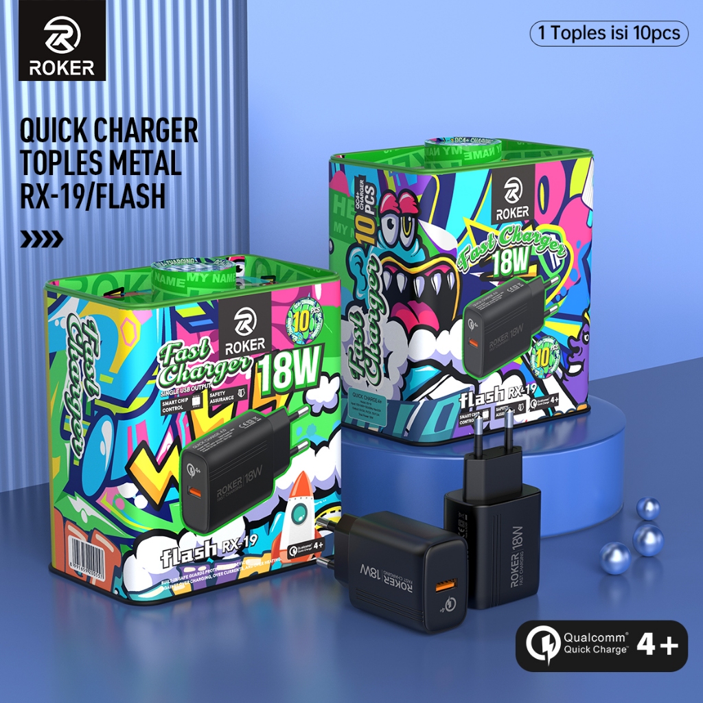 Jual ROKER charger Roker RX19 QC 18 watt per box isi 10pcs | Shopee ...