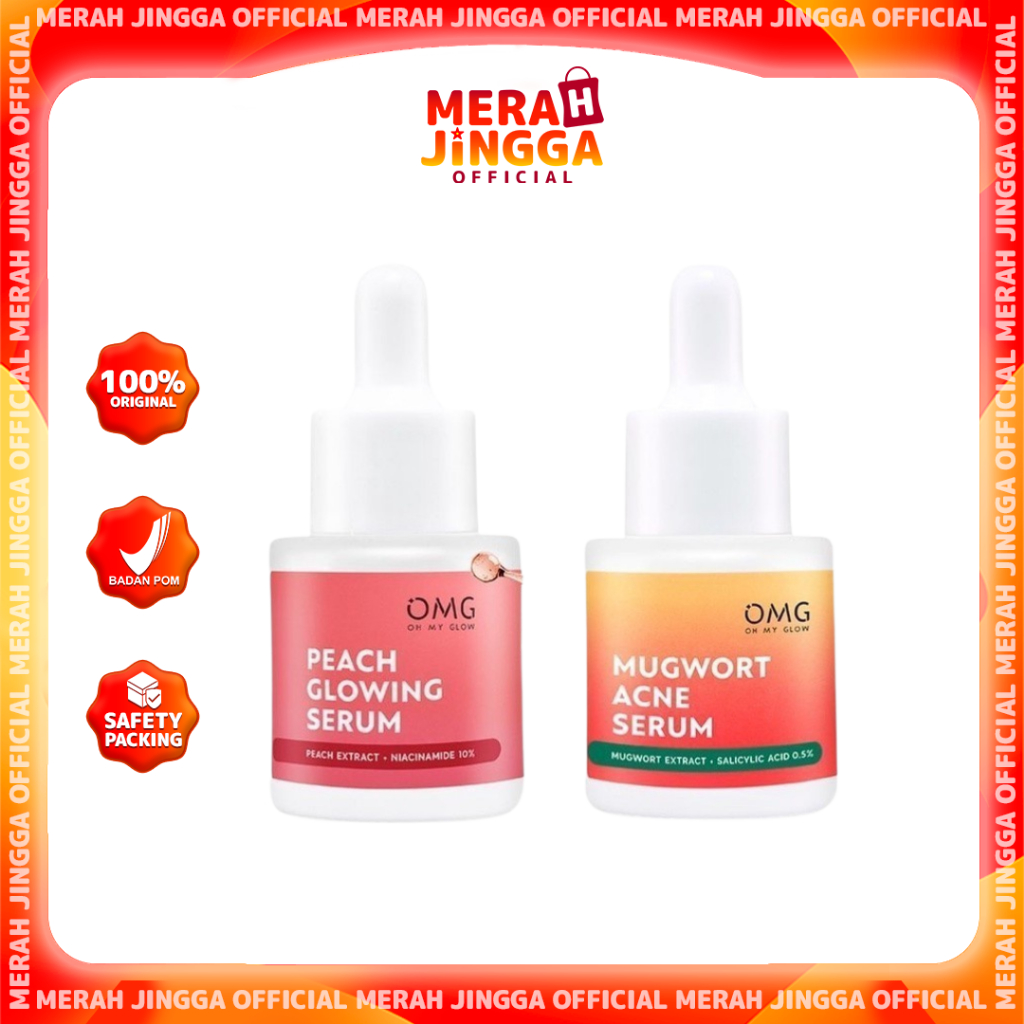 Jual OMG Oh My Glow Mugwort Acne Serum 20ml - Peach Glowing Serum 20ml | Merah Jingga Official ...
