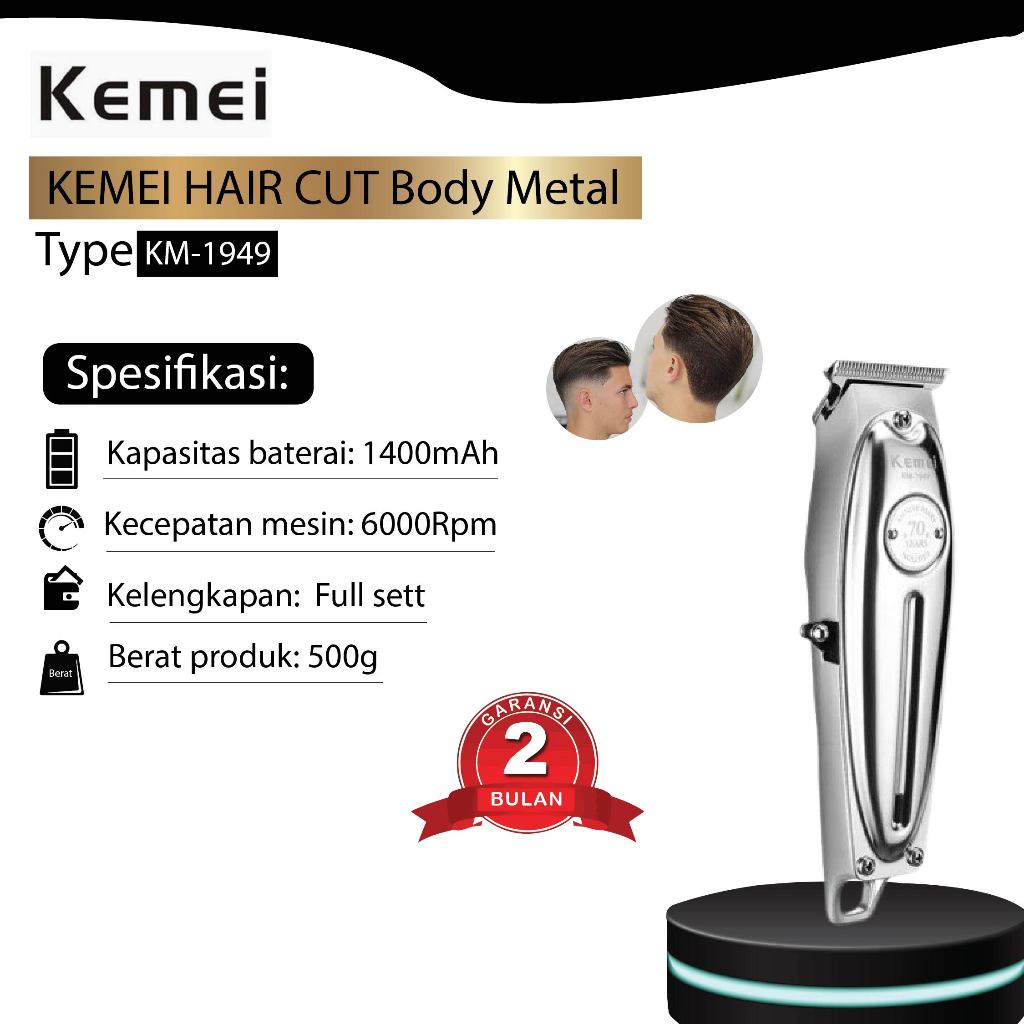 Jual Kemei Alat Cukur Rambut Elektrik Alat CUkur Kumis Jenggot Portable Merk Kemei 1949 Body ...