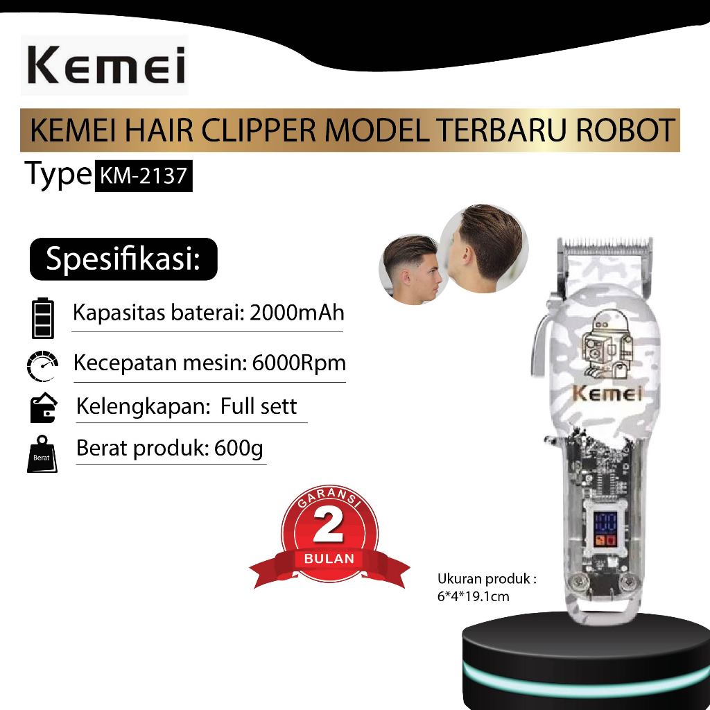 Jual HAIR CLIPPER/ALAT CUKUR KEMEI KM-2137 MODEL TERBARU ROBOT | Shopee Indonesia