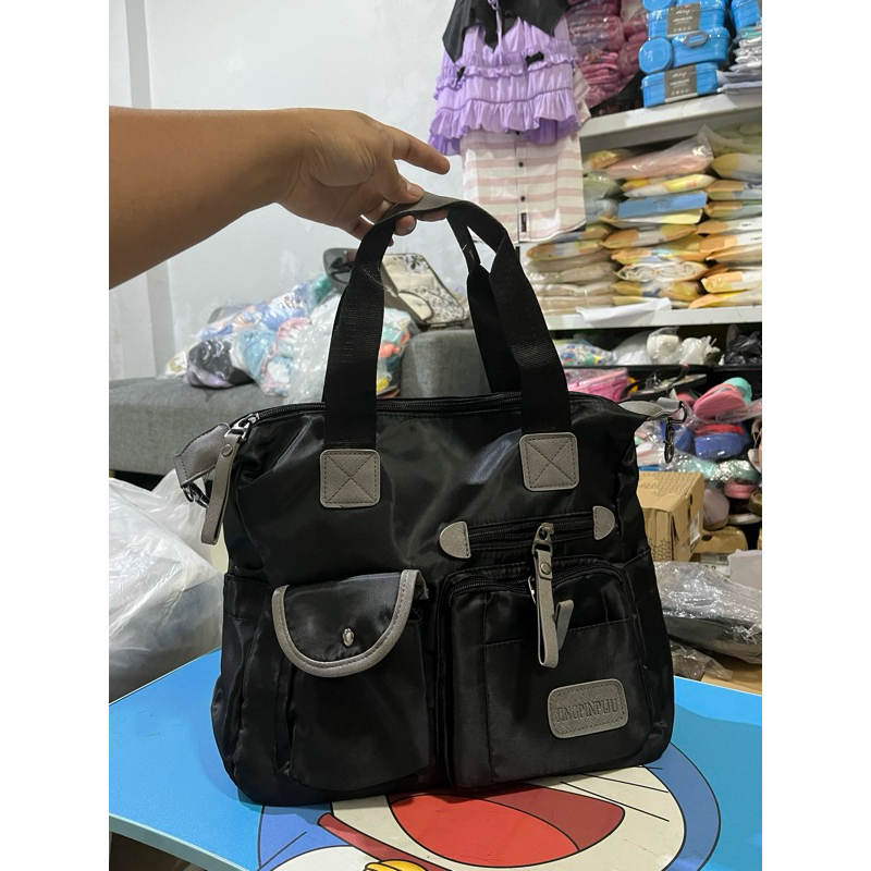 Jual tas nilon hitam bata. tas nilon prive roma original | Shopee Indonesia