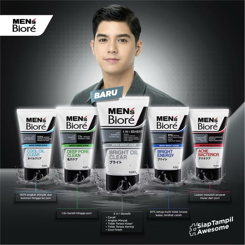 Jual BIORE MEN’S MICRO BRIGHT SCRUB FACIAL FOAM 40gr | Shopee Indonesia